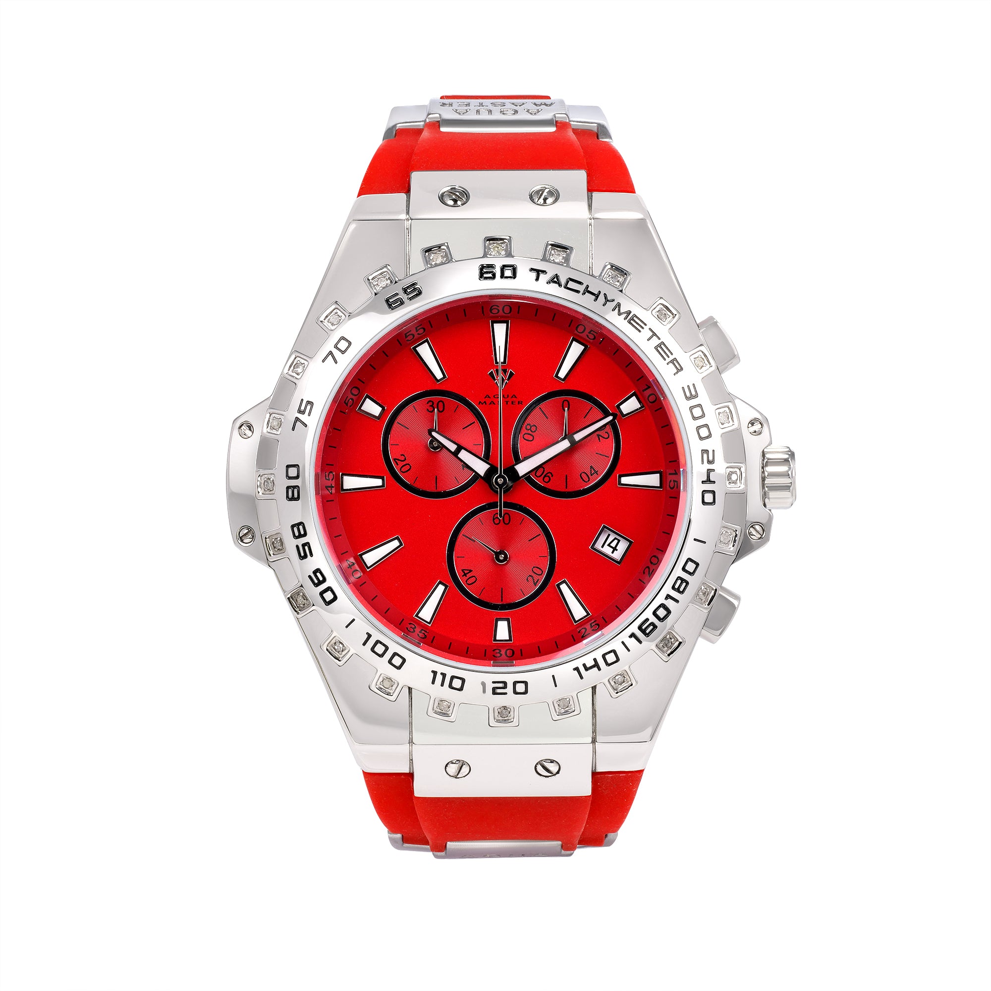 Gents Aqua Master Red Rubber Diamond Chronograph Divers Watch – Milestonz