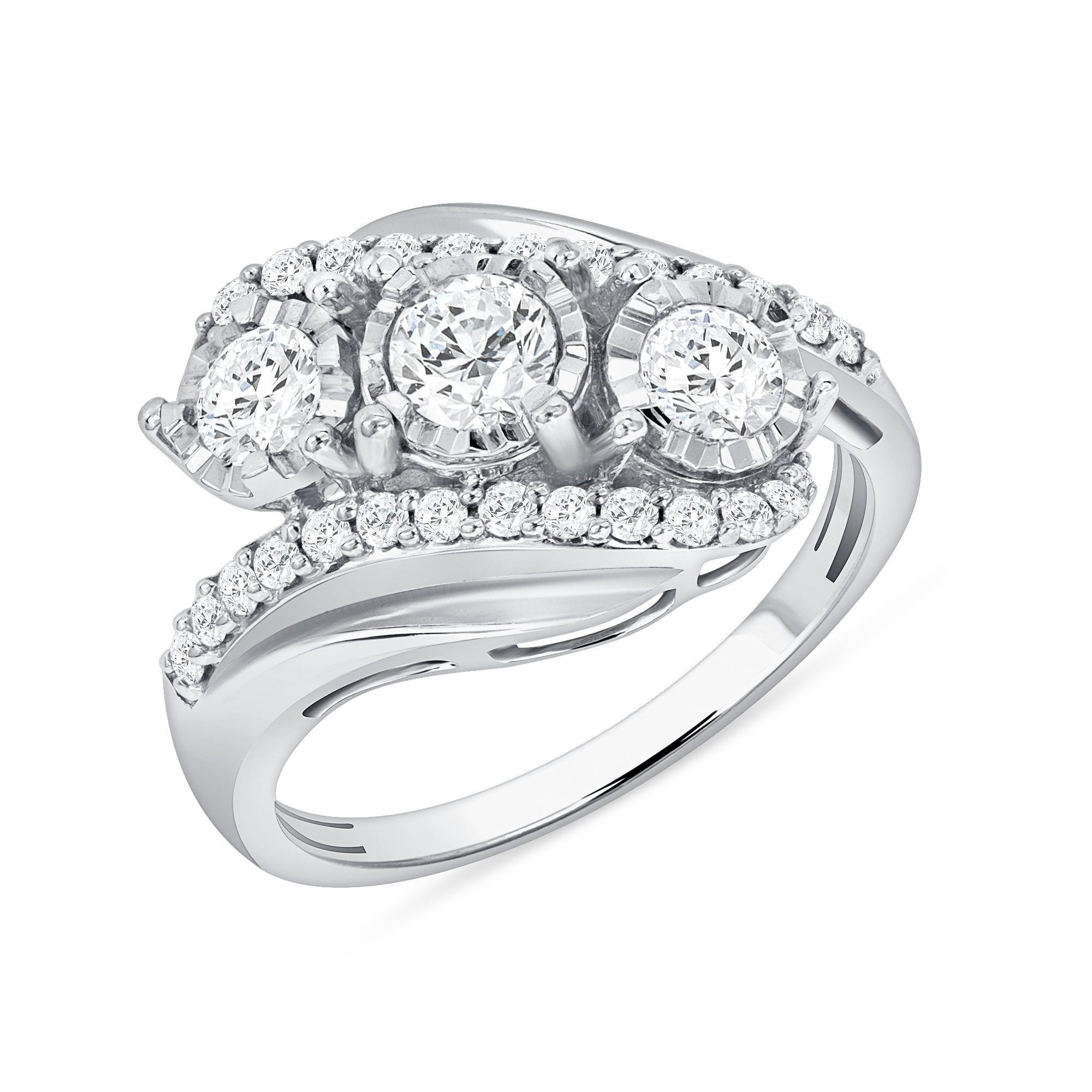 1 CT. T.W. Ladies "Past, Present, Future" Split Angled Ring – Milestonz