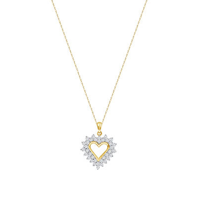 1-1/20 CT. T.W. Ladies Fashion Double Staggered Diamond Rows Heart Pen ...